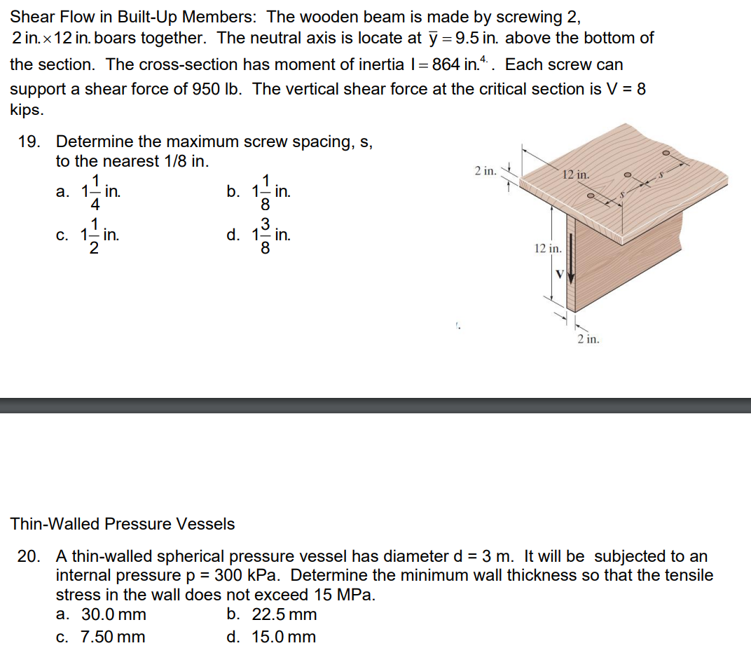 Solved Shear Flow in Built-Up Members: The wooden beam is | Chegg.com