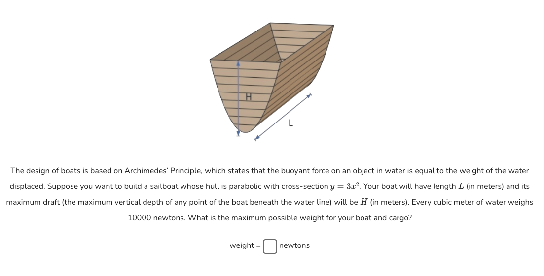 Solved The design of boats is based on Archimedes' | Chegg.com