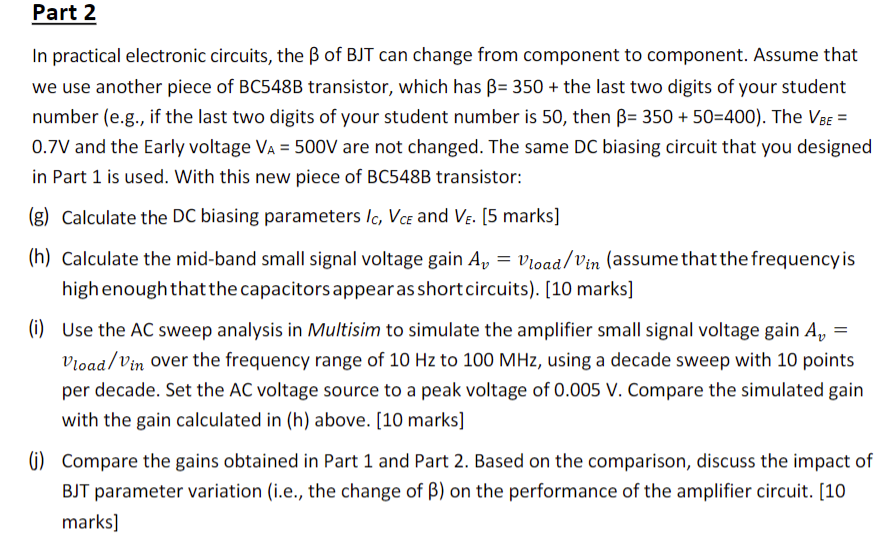 Solved Part 1 Vin V1 0.005Vpk .1 kHz 0⁰ RB1 5.0V Vcc ww Q1 | Chegg.com
