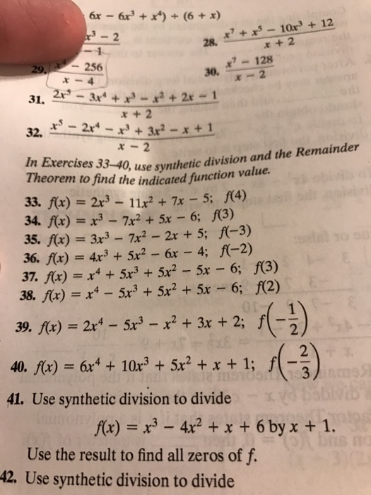 Solved Use Synthetic Division And The Theorem To Find The Chegg