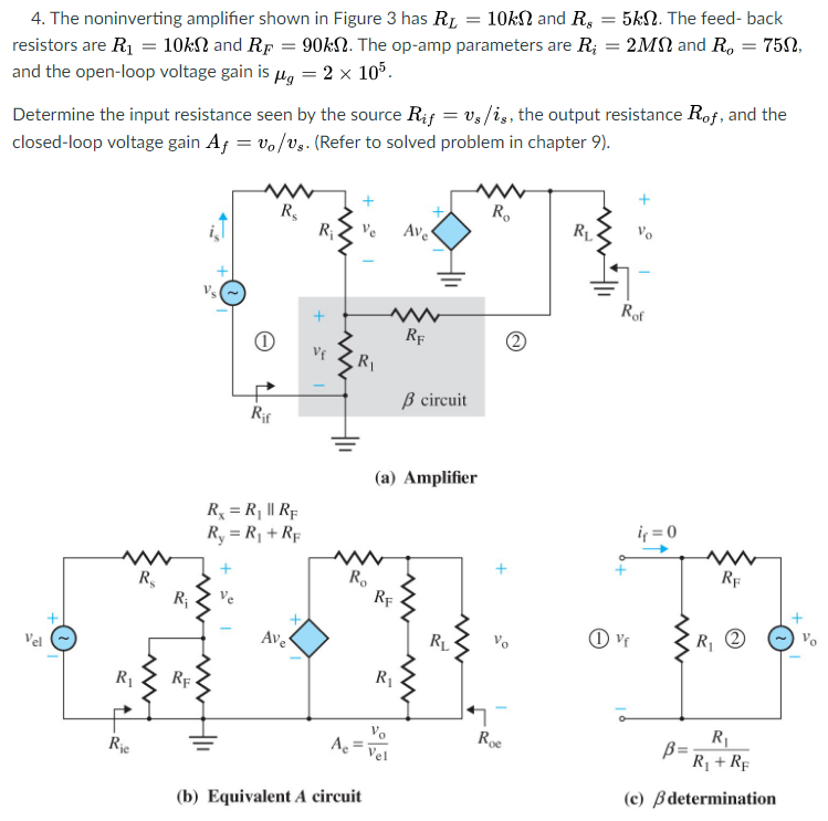 Solved 4. The noninverting amplifier shown in Figure 3 has | Chegg.com