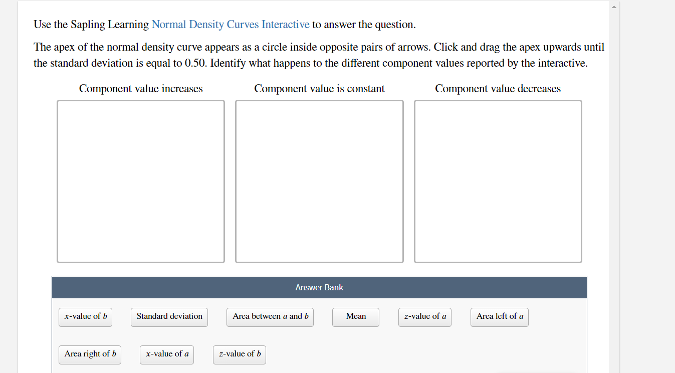 Use the Sapling Learning Normal Density Curves | Chegg.com