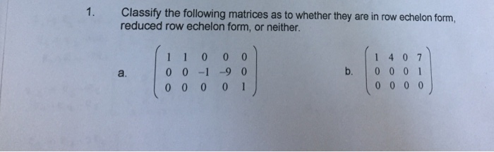 Solved Classify the following matrices as to whether they | Chegg.com