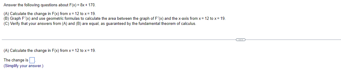 Solved Answer the following questions about F(x)=8x+170. (A) | Chegg.com