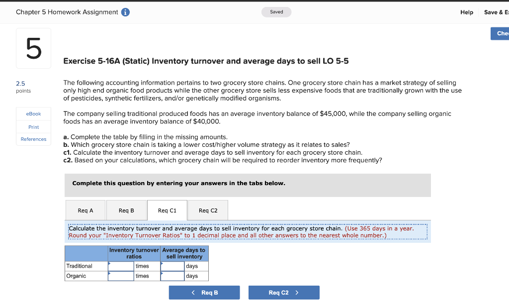 Solved Chapter 5 Homework Assignment i Saved Help Sa 5 | Chegg.com