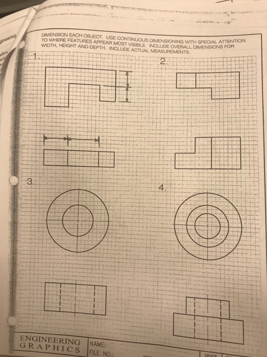 Solved DIMENSION EACH OBJECT. USE CONTINUOUS DIMENSİONING | Chegg.com