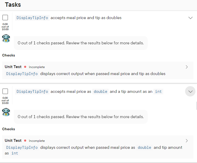 Solved Create a program named TipCalculation that includes | Chegg.com