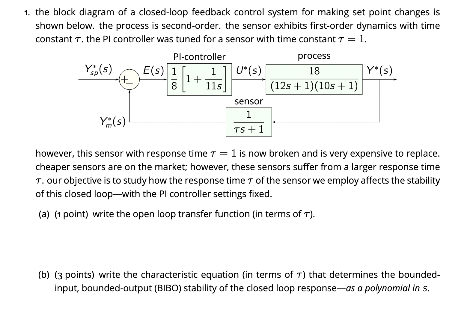 1. the block diagram of a closed-loop feedback | Chegg.com
