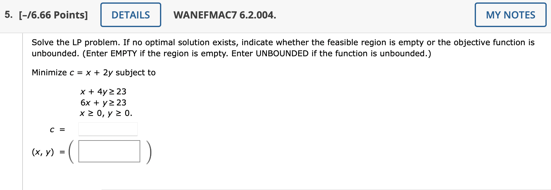 Solved Solve the LP problem. If no optimal solution exists, | Chegg.com