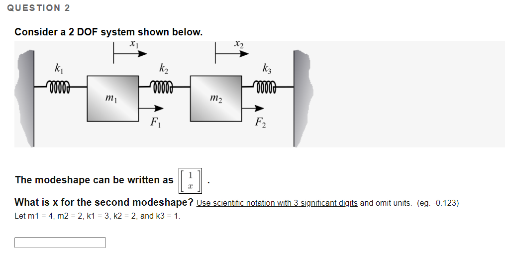 Solved Consider a 2 DOF system shown below. The modeshape | Chegg.com