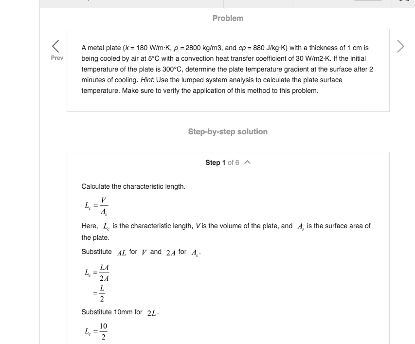 Solved Problem A metal plate (k = 180 W/mK, p = 2800 kg/m3, | Chegg.com