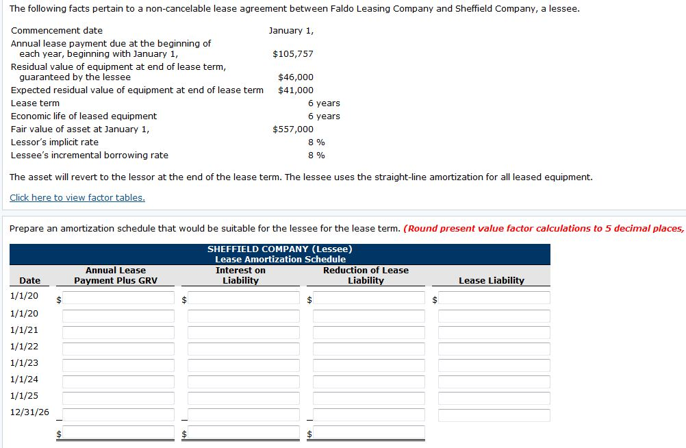 Solved Prepare all of the journal entries for the lessee | Chegg.com