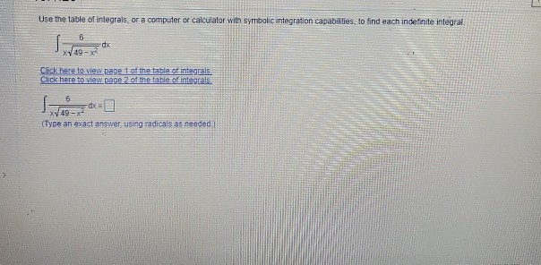 Solved Use the table of integrals, or a computer or | Chegg.com
