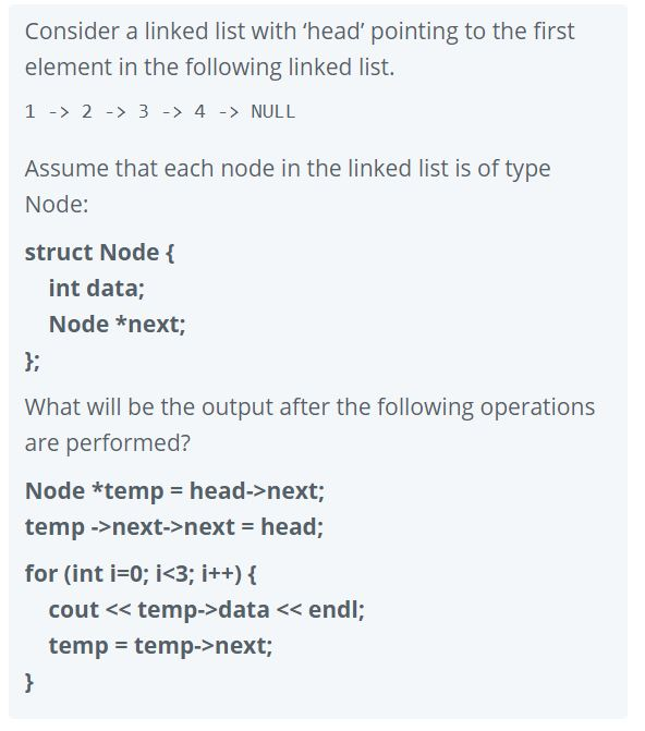 Solved Consider a linked list with 'head' pointing to the | Chegg.com