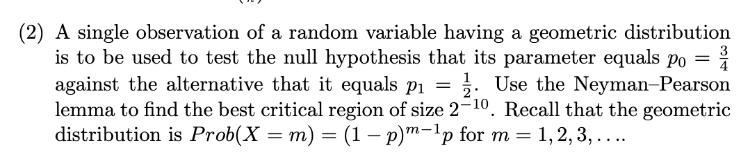 Solved 2 A Single Observation Of A Random Variable Having A 5611