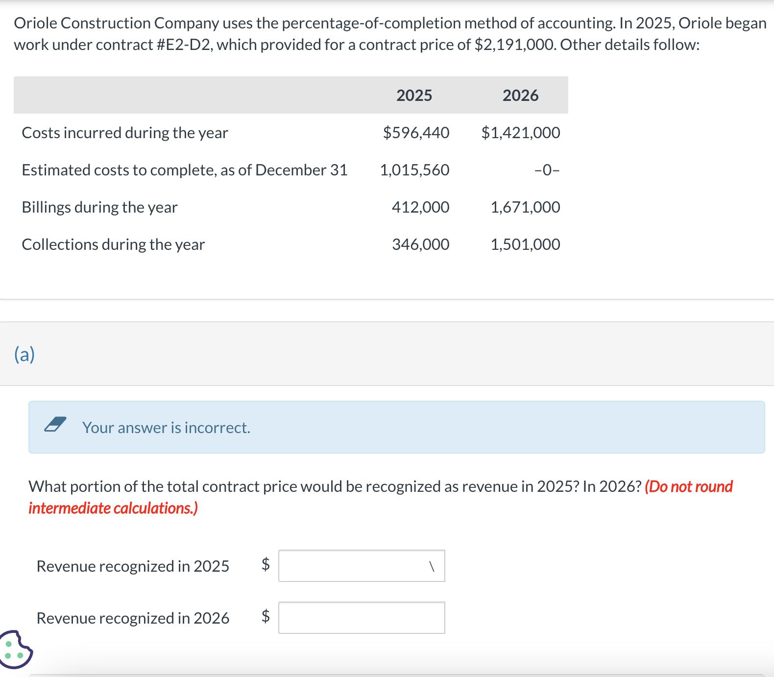 Solved Oriole Construction Company uses the | Chegg.com