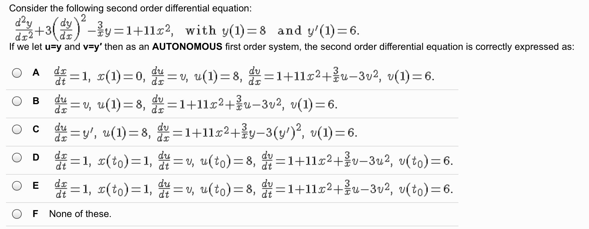 Solved Consider the following second order differential | Chegg.com