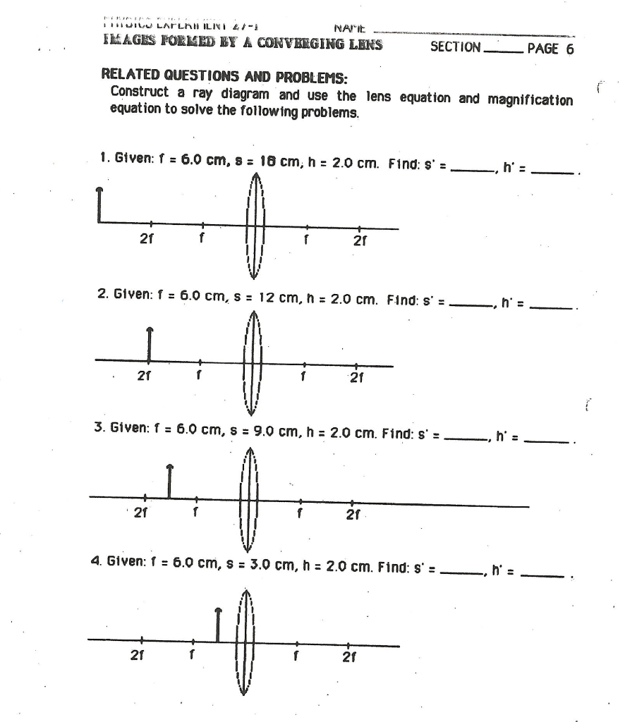 Solved How to construct a ray diagram and use the lens | Chegg.com