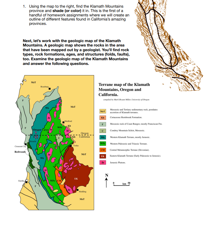 Klamath Mountains Map