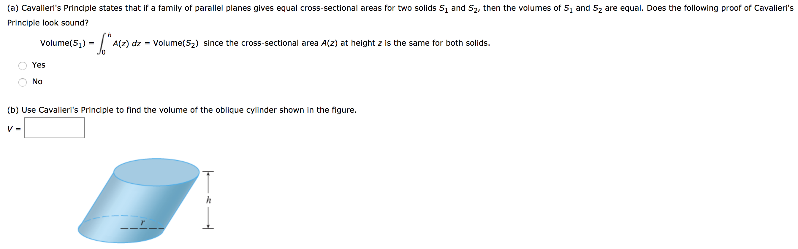 Solved (a) Cavalieri's Principle states that if a family of | Chegg.com