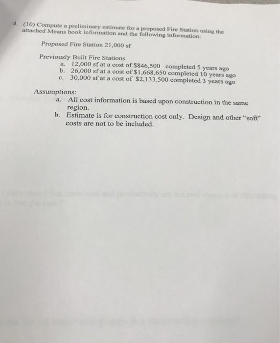 Solved (10) Compute a preliminary estimate for a proposed | Chegg.com