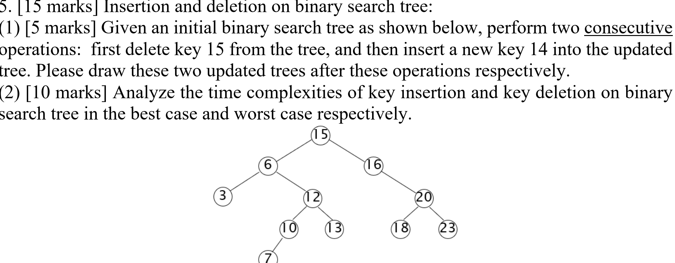 Solved 5. [15 marks ⌋ Insertion and deletion on binary | Chegg.com