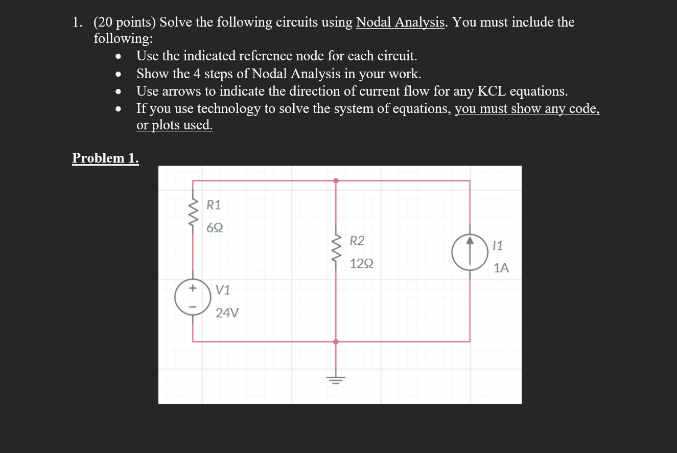 Solved 1. (20 points) Solve the following circuits using | Chegg.com