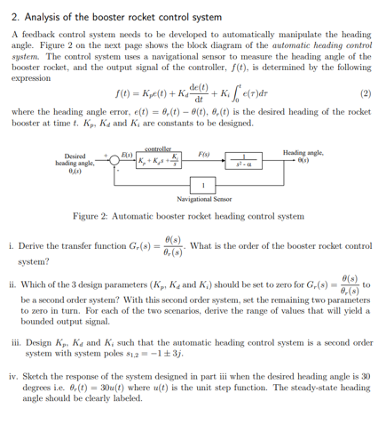 Solved 2. Analysis of the booster rocket control system A | Chegg.com
