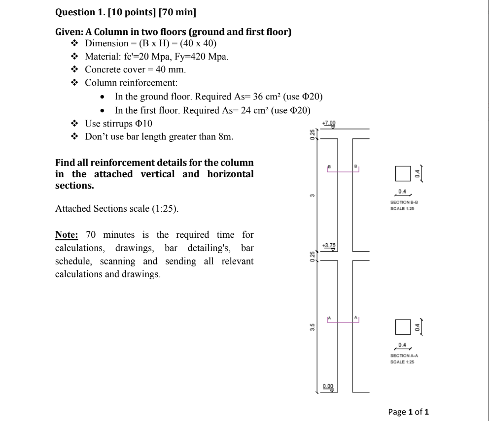 Solved Given: A Column in two floors (ground and first | Chegg.com