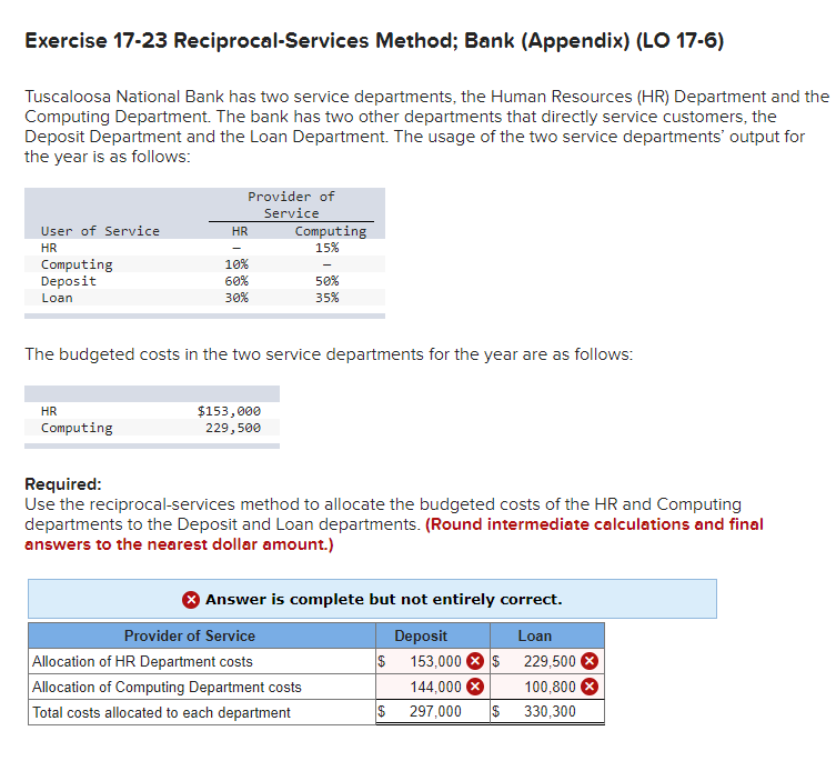 Tuscaloosa National Bank has two service departments, | Chegg.com