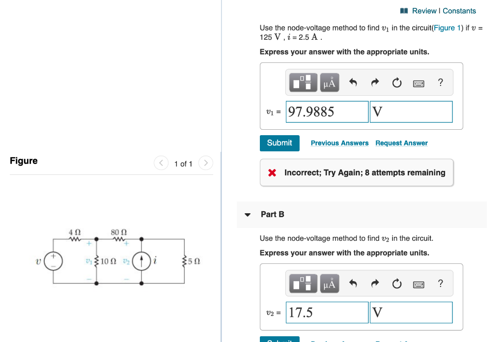 Solved MI Review | Constants Use the node-voltage method to | Chegg.com