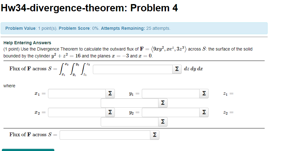 Solved Hw34-divergence-theorem: Problem 4 Problem Value: 1 | Chegg.com