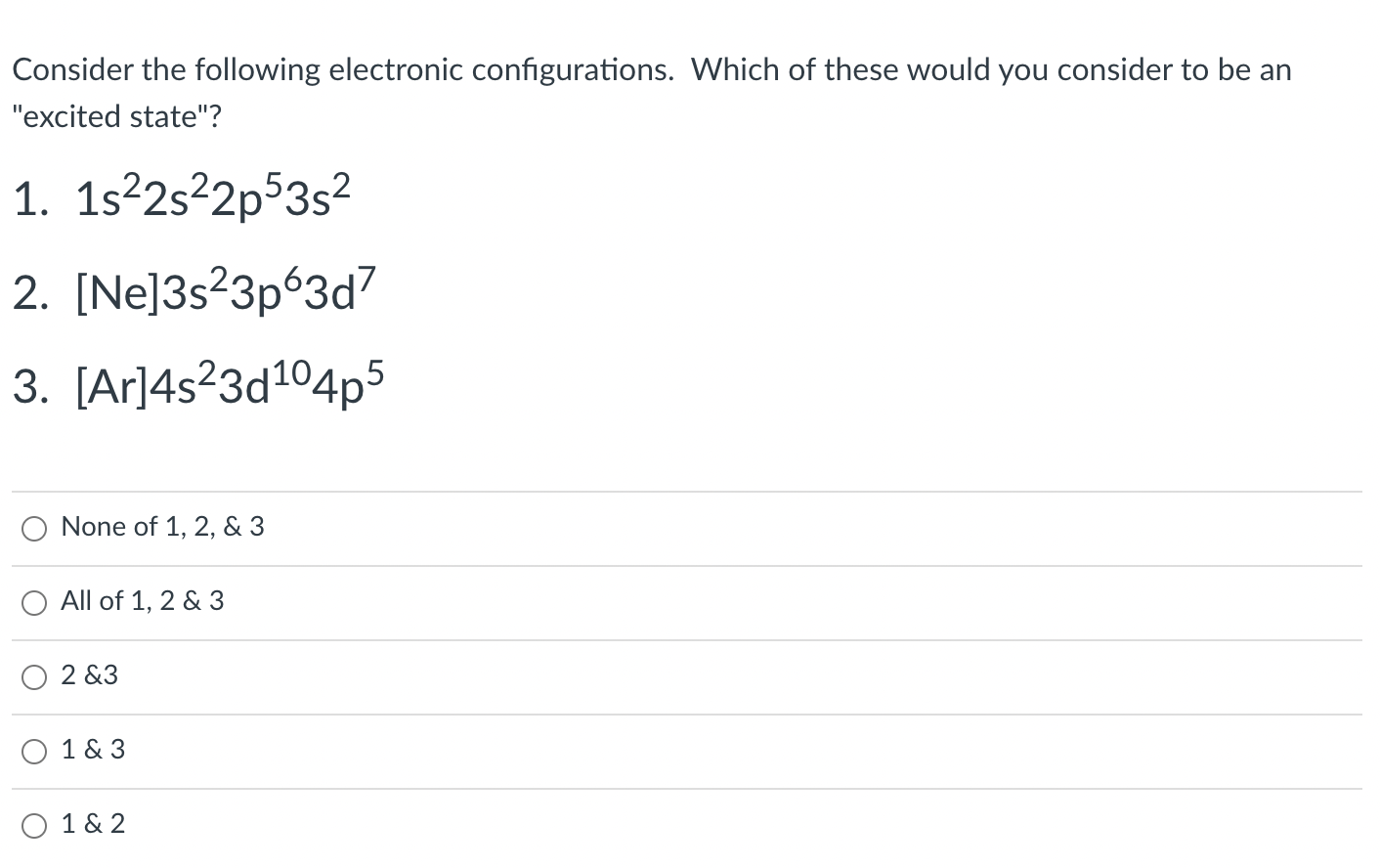 Solved Consider the following electronic configurations. | Chegg.com
