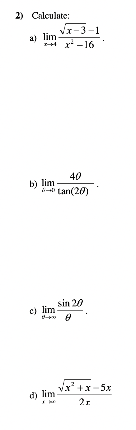 Solved Calc Q2 Need to be done asap if possible, will | Chegg.com