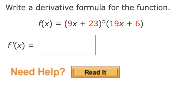 Solved Write a derivative formula for the function. | Chegg.com