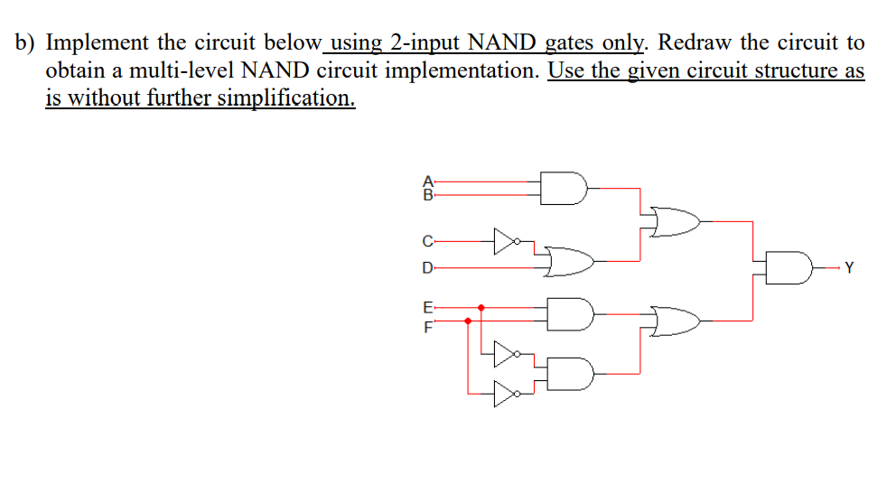 Solved b) Implement the circuit below using 2-input NAND | Chegg.com