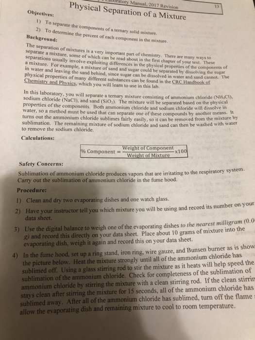 Solved Objectives: 1) 2) Physical Separation of a Mixture | Chegg.com