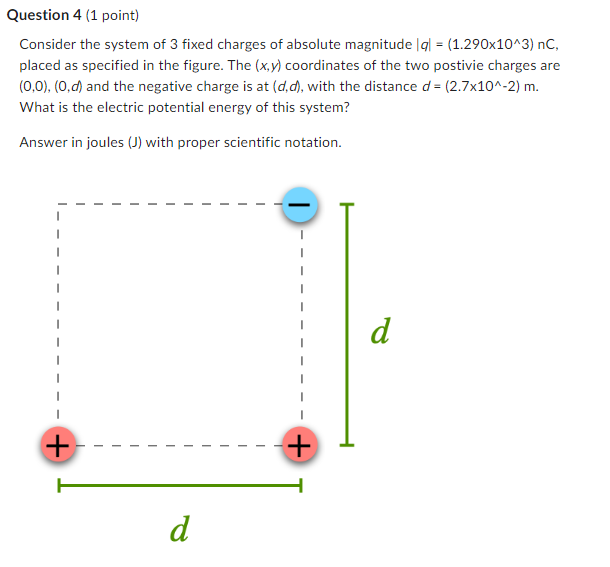 Solved Question 4 (1 point) Consider the system of 3 fixed | Chegg.com