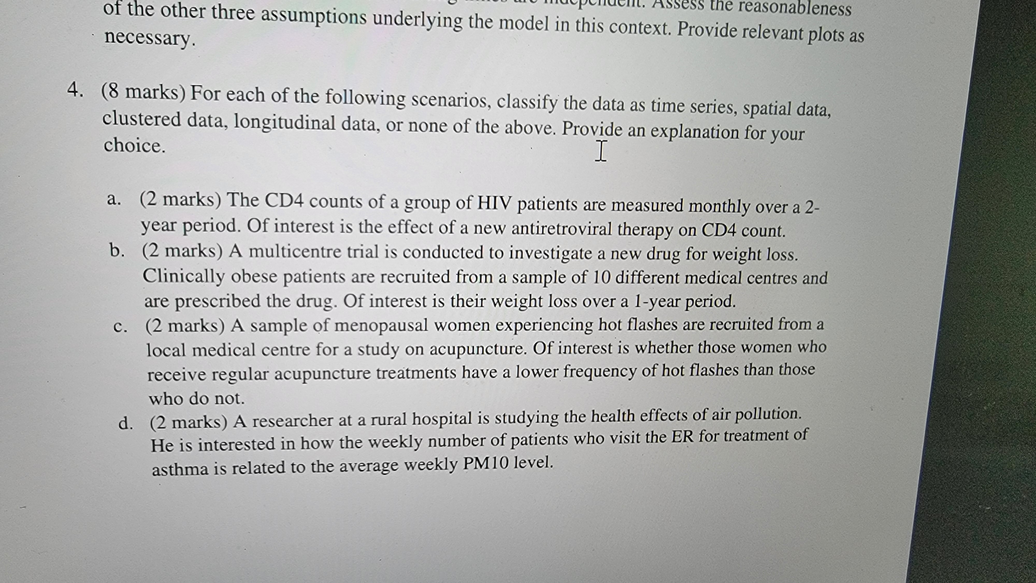Solved of the other three assumptions underlying the model | Chegg.com