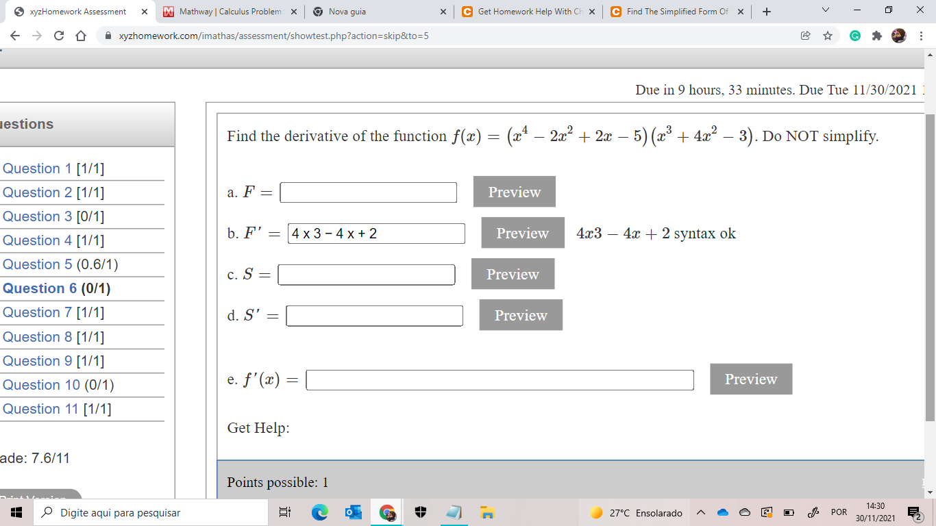 Solved xyzHomework Assessment х M Mathway Calculus Problem X | Chegg.com