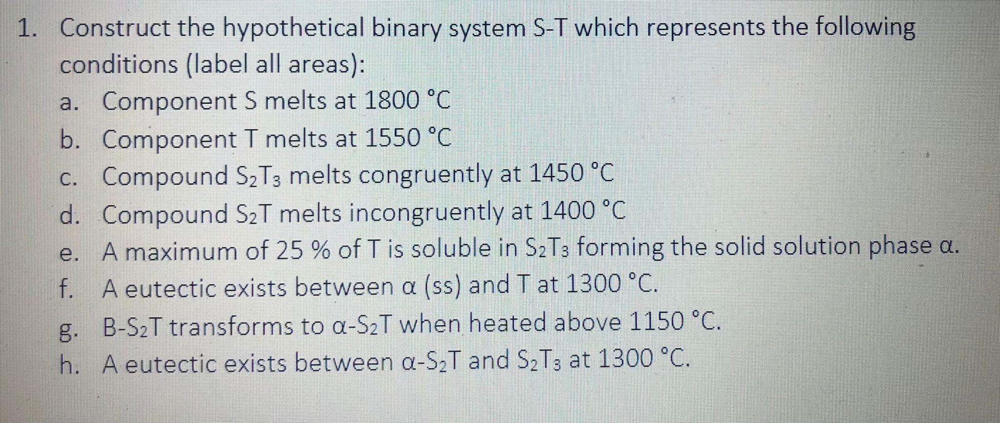 Solved 1. Construct the hypothetical binary system S-T which | Chegg.com