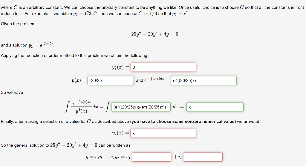 Solved where C is an arbitrary constant. We can choose the | Chegg.com