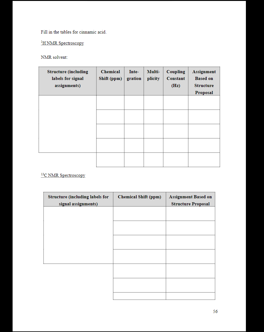 Solved 1H and 13C NMR spectroscopy of cinnamic acid with | Chegg.com