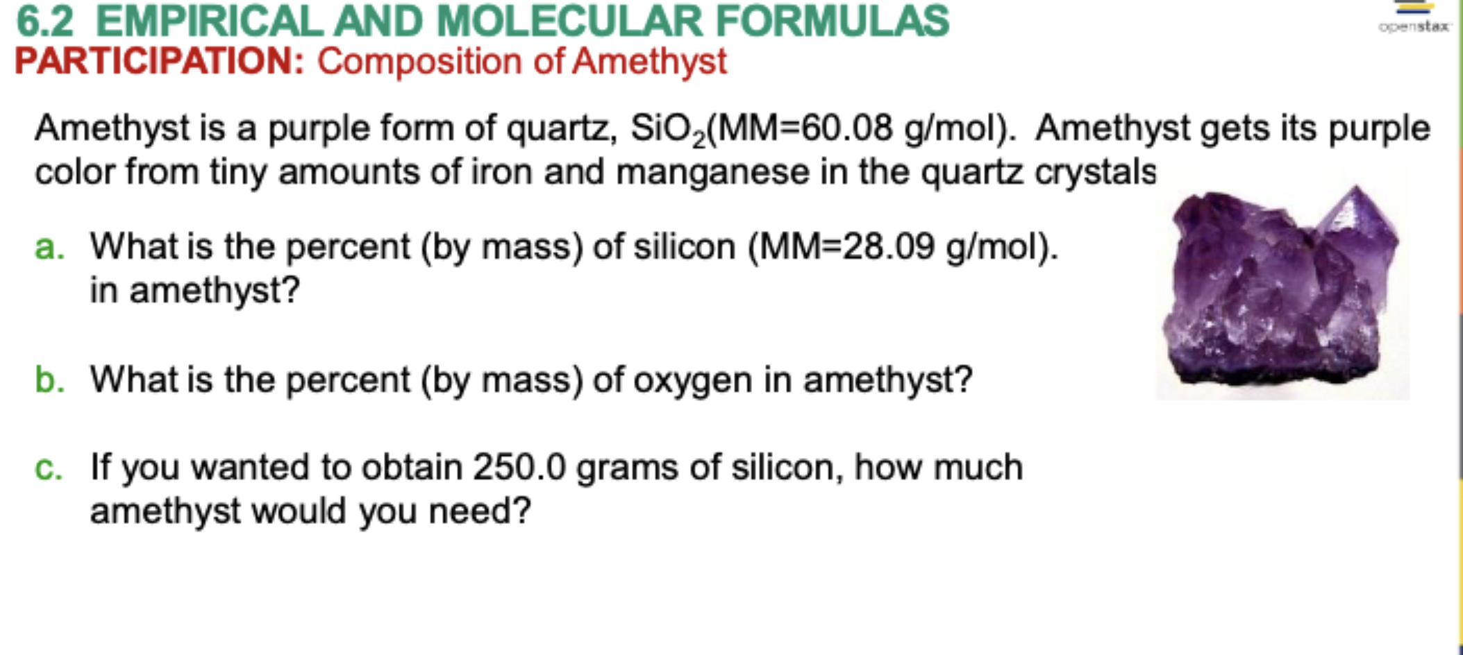 Solved openstax 6.2 EMPIRICAL AND MOLECULAR FORMULAS | Chegg.com