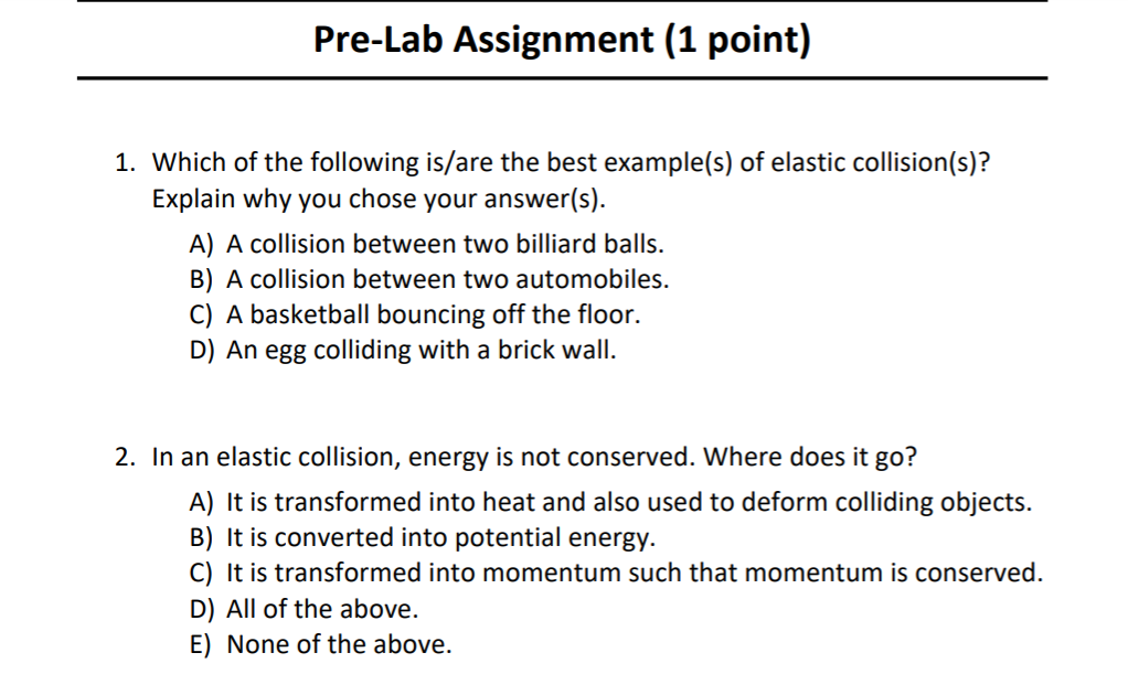Solved Pre-Lab Assignment (1 point) 1. Which of the | Chegg.com