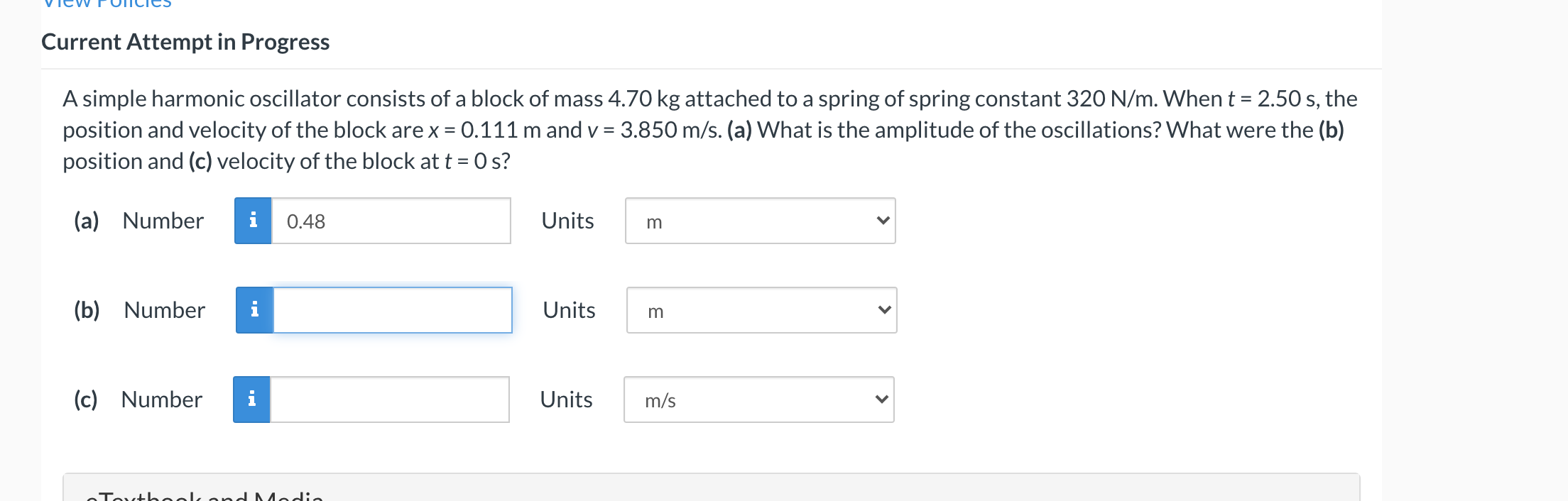 Solved Current Attempt in Progress A simple harmonic | Chegg.com
