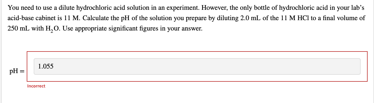 Solved You need to use a dilute hydrochloric acid solution | Chegg.com
