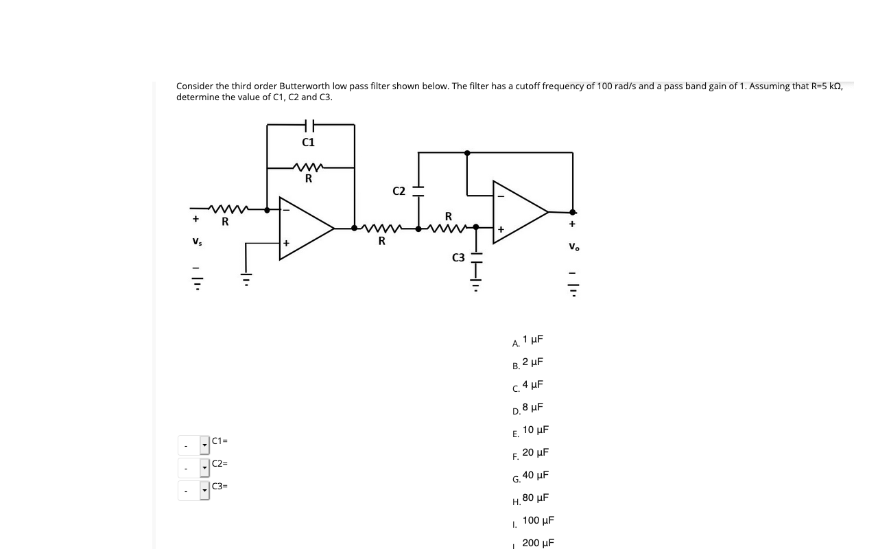 Solved Consider the third order Butterworth low pass filter | Chegg.com