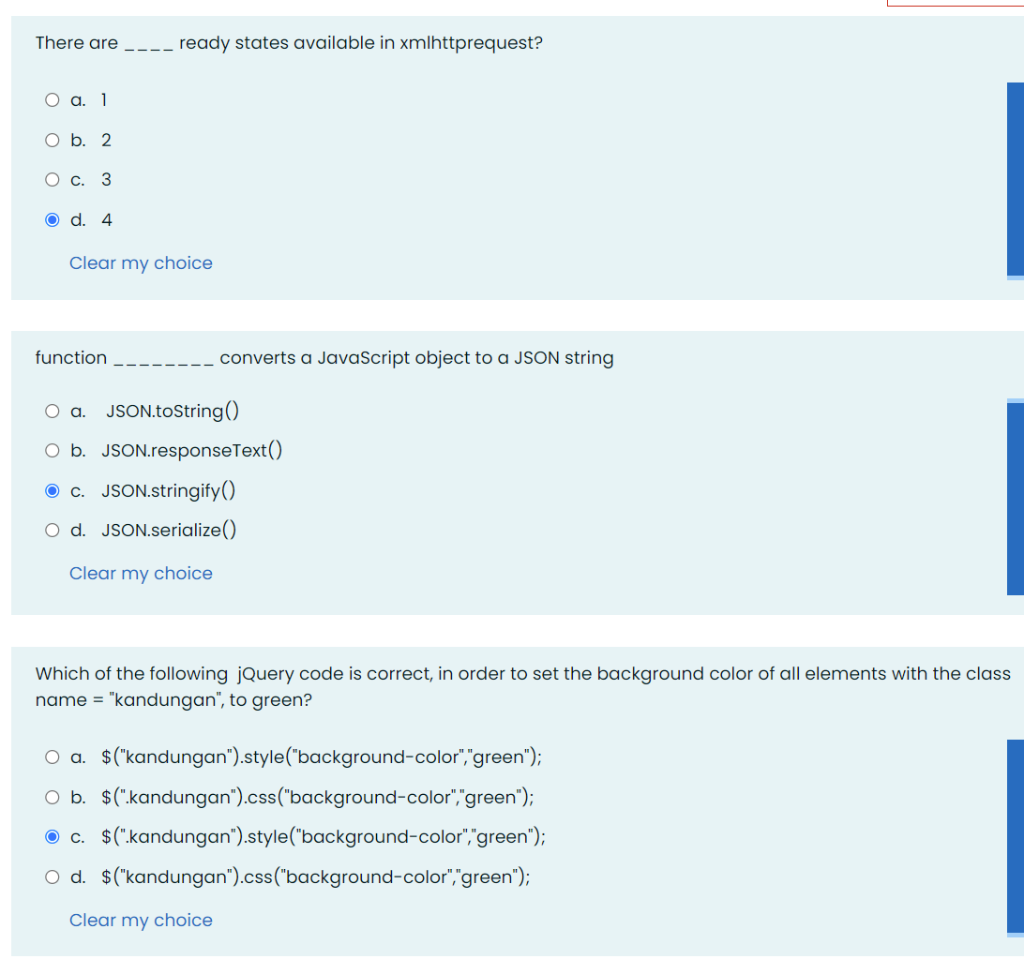 Solved Which of the following are the XMLHttpRequest object | Chegg.com
