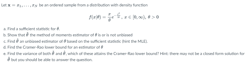 Solved Let x=x1,…,xN be an ordered sample from a | Chegg.com